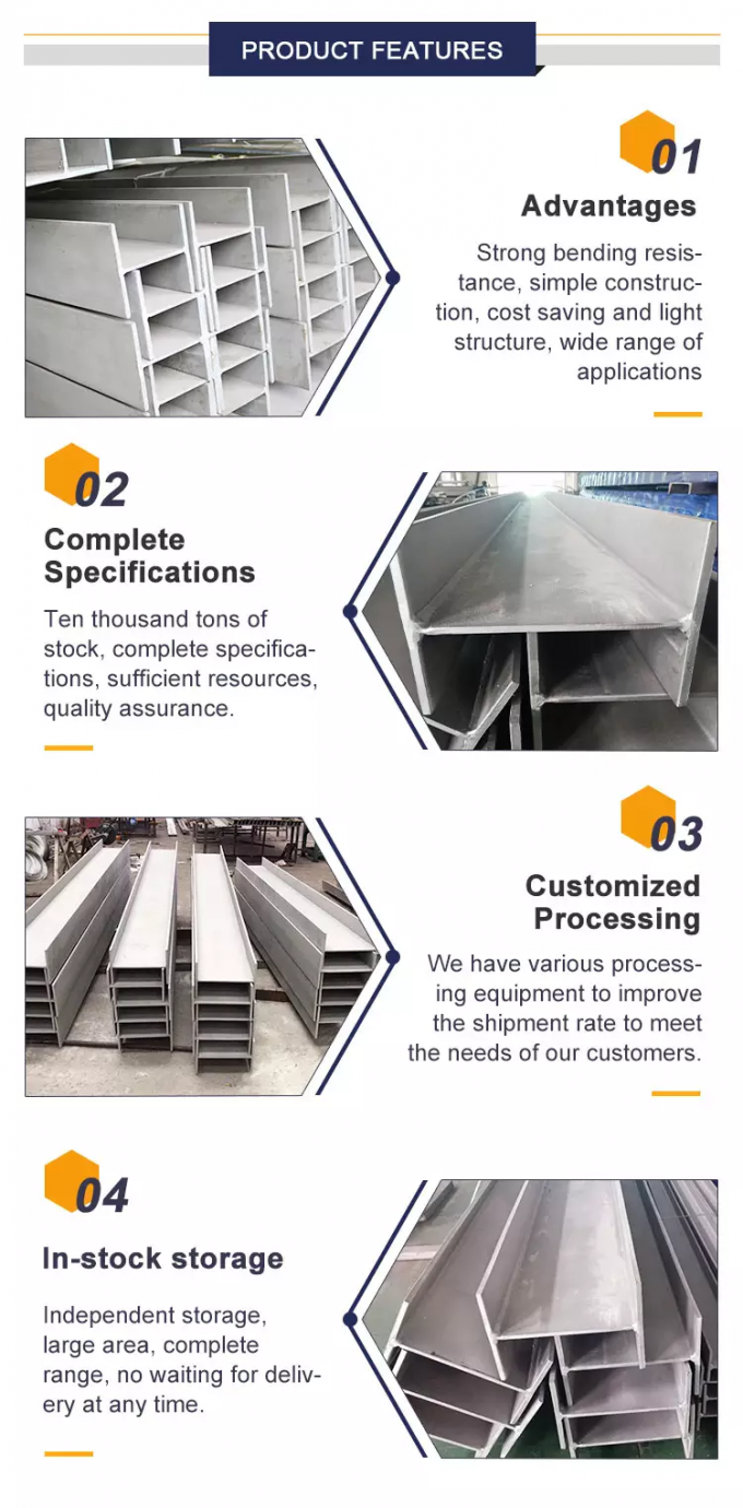 250x250x9x14 H Shape Steel Beam ASTM 304 Welded Steel H Beam